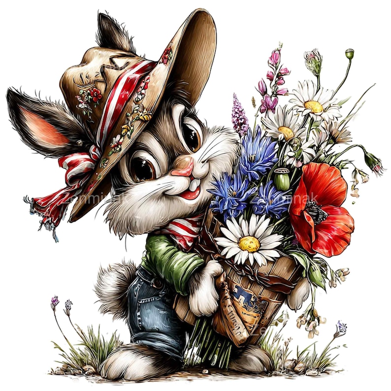 15 PNG Spring Bunny Clipart – Cute Rabbit PNG Illustration – Happy ...