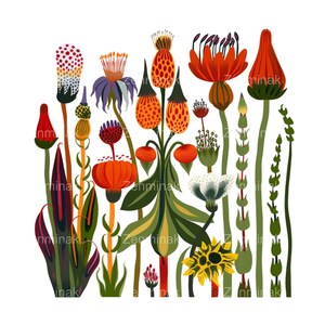 16 Quirky Flowers Clipart PNG, Whimsical Floral Illustration, Fun ...