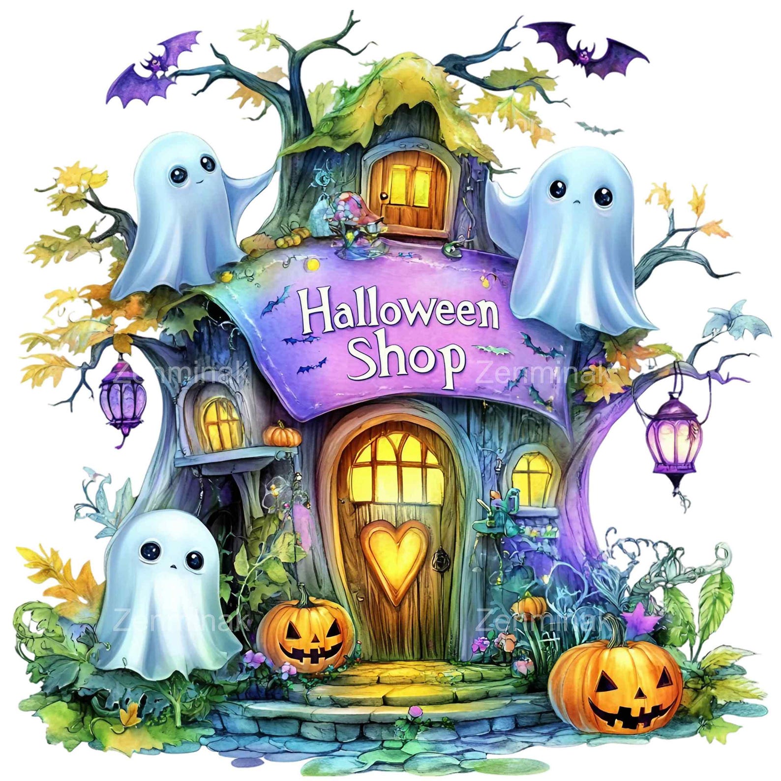 15 PNG Halloween Shop Sign Ghost Clipart Pumpkin Sublimation - Etsy