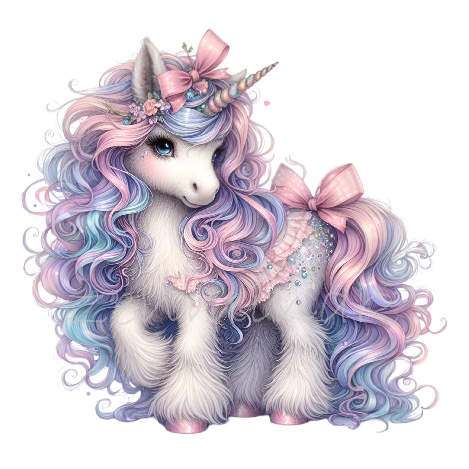 Magical Pastel Unicorn 10 PNG Clipart Cute Unicorn With Flowing Rainbow ...