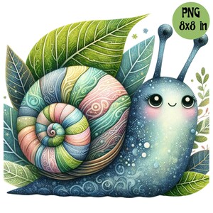 Snail Clipart, 15 PNG Watercolor Baby Snail Clip Art Illustration ...