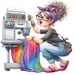 15 PNG Sewing Lady Clipart – Embroidery Woman at Machine – Craft Room ...