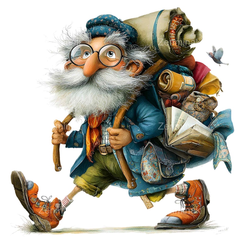 15 PNG Wanderer Clipart, Cartoon Backpacker mit Gehstock, Abenteuer ...