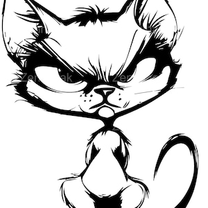 8 Angry Cat SVG, Fierce Cartoon Feline Clipart for Cricut, Whimsical ...
