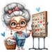 Senior Lady Playing Bingo 12 PNG Funny Comics Cartoon Illustration ...