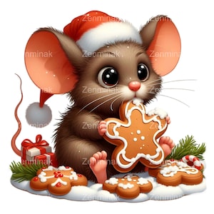 Christmas Mouse PNG Clipart - 10 Adorable Mouse With Gingerbread Cookie ...