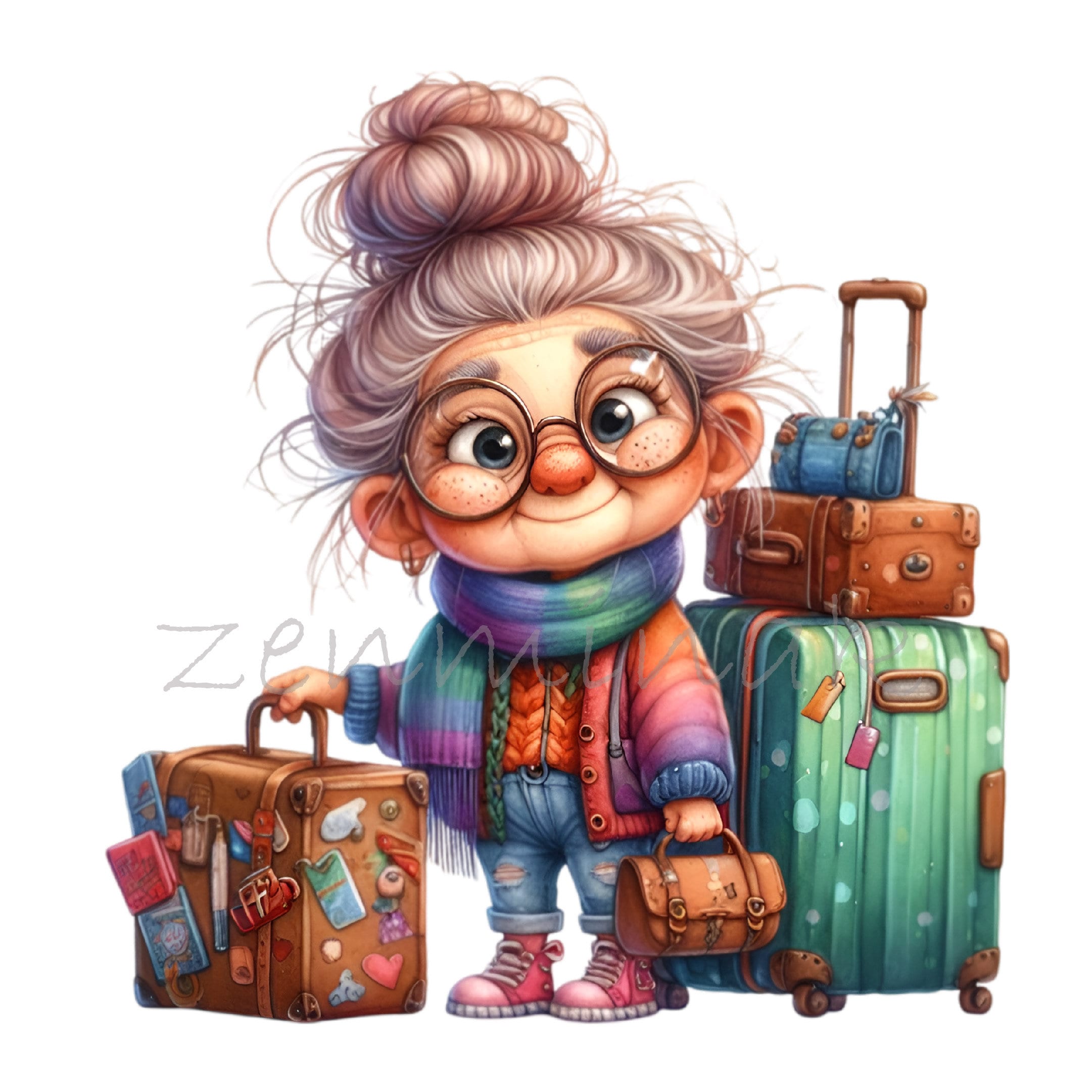 12 PNG Traveling Grandma Clipart, Senior Retirement, Old Lady Travel ...