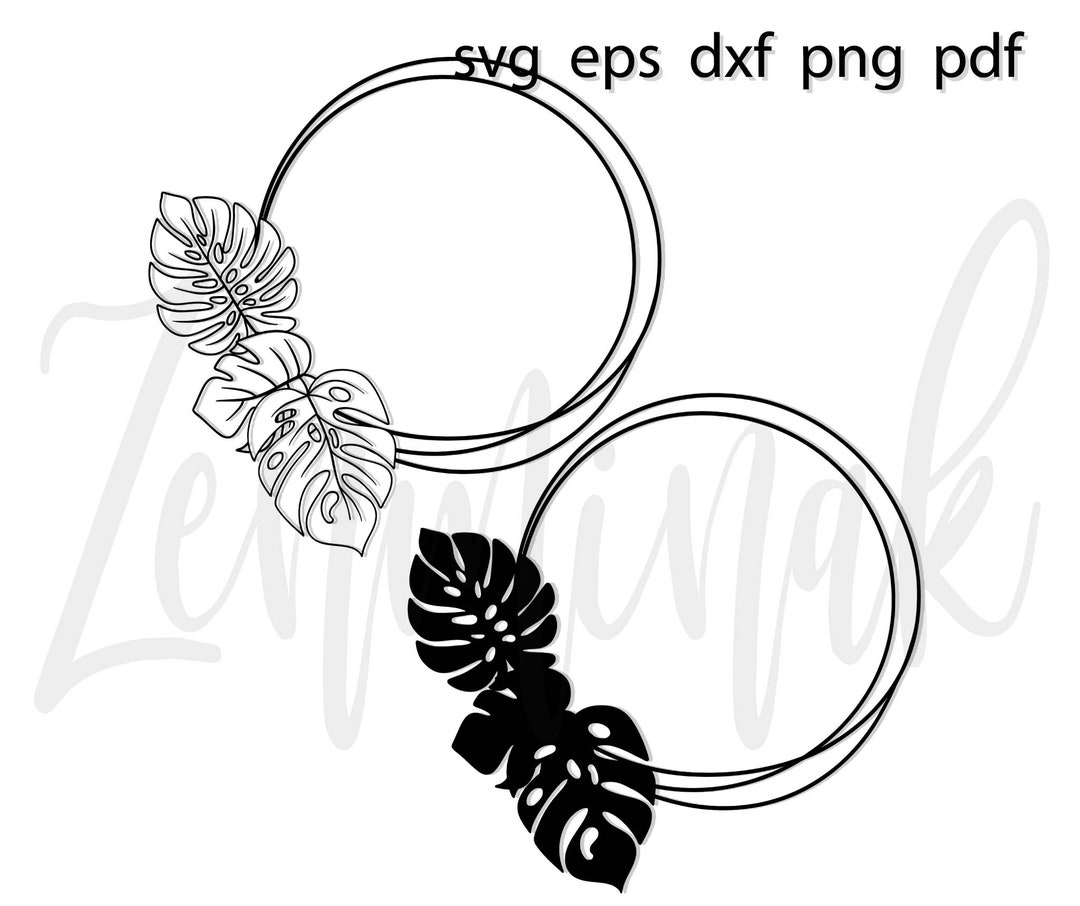 Monstera Leaves Monogram Frame Svg - Etsy Canada