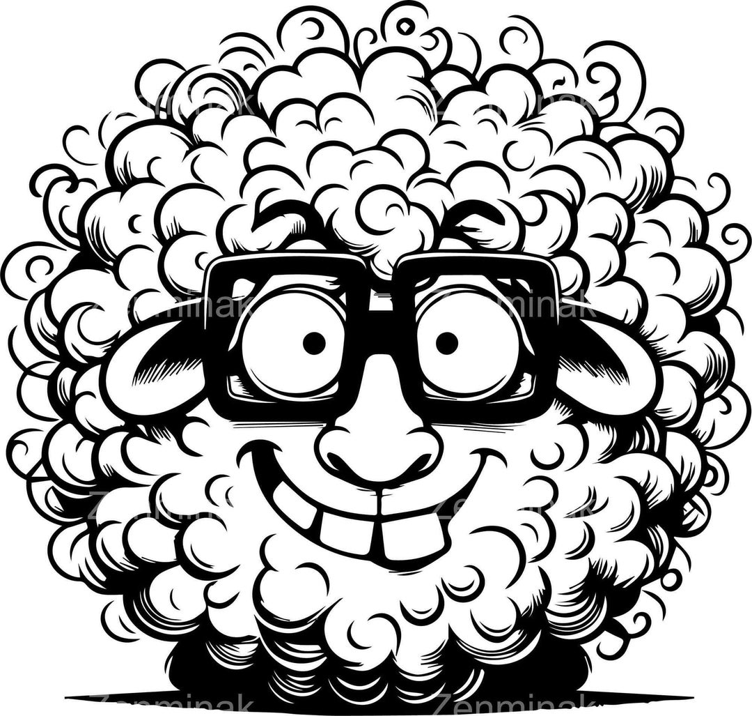 6 Funny Sheep SVG Cut File Nerdy Lamb Face Silhouette Cartoon Farm ...