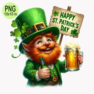 Leprechaun Clipart, St. Patricks Day Clipart Illustration, Clover ...