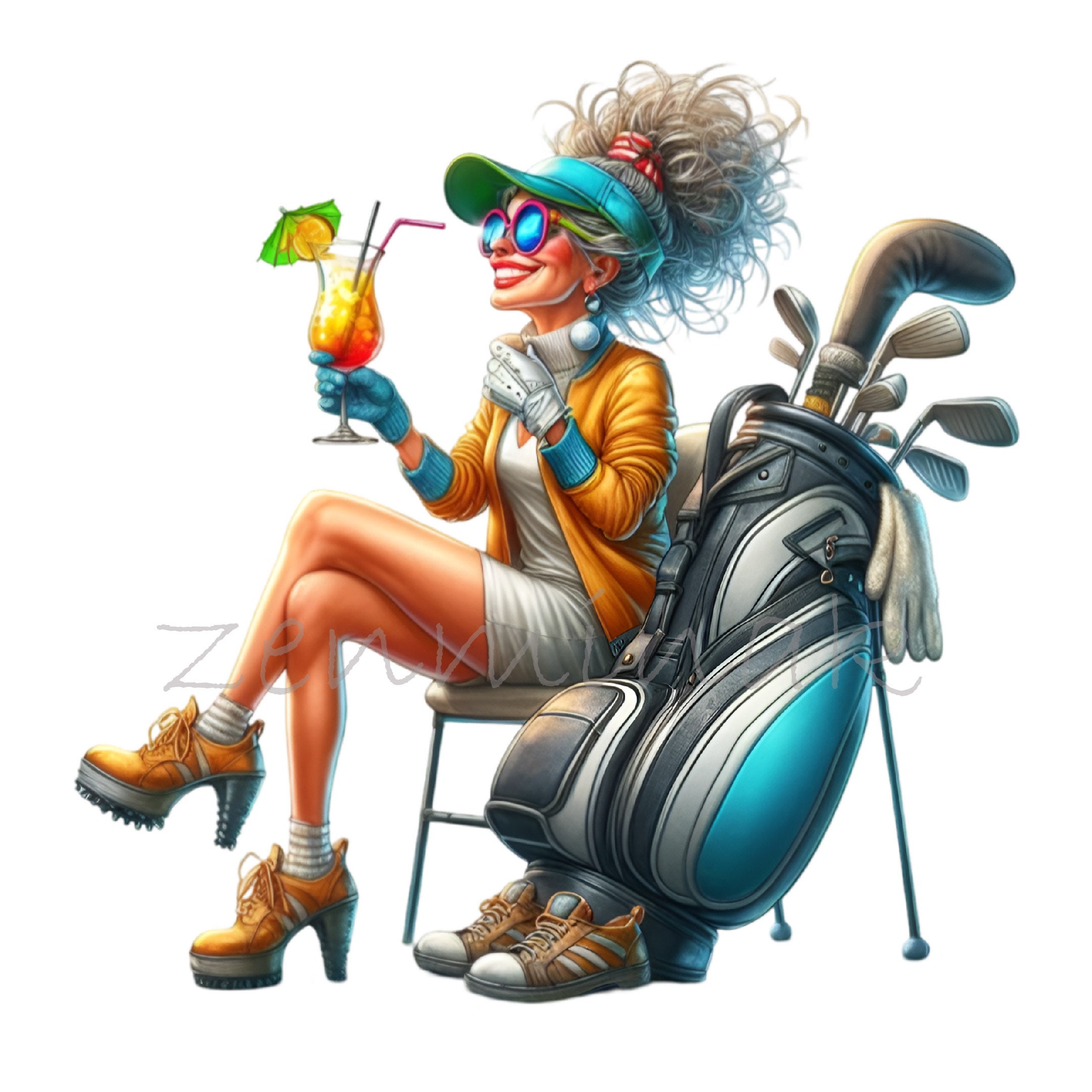 Chic Senior Lady Golfer 12 PNG Clipart | Elegant Woman With Golf Clubs ...
