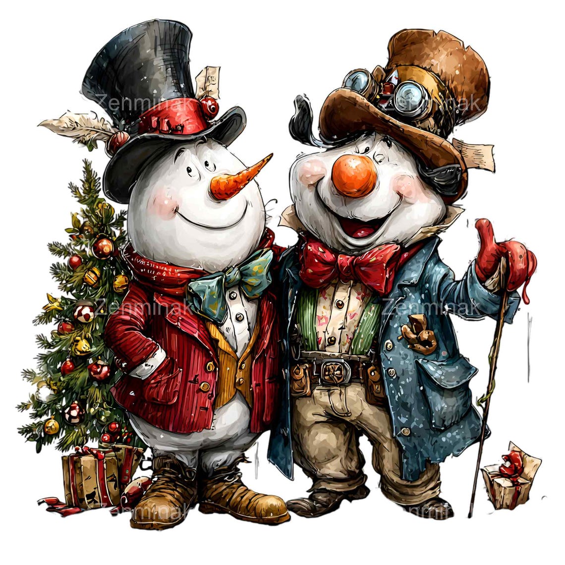 15 PNG Snowman Couple PNG – Cute Christmas Snowmen Clipart – Winter ...