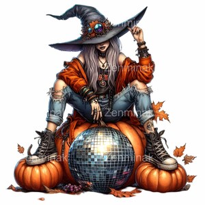 14 PNG Skeleton Girl Disco Ball Halloween Clipart, Witch Pumpkin - Etsy