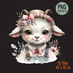 Baby Goat Clipart, Back to School, Kids Illustration, Nursery Decor - Etsy