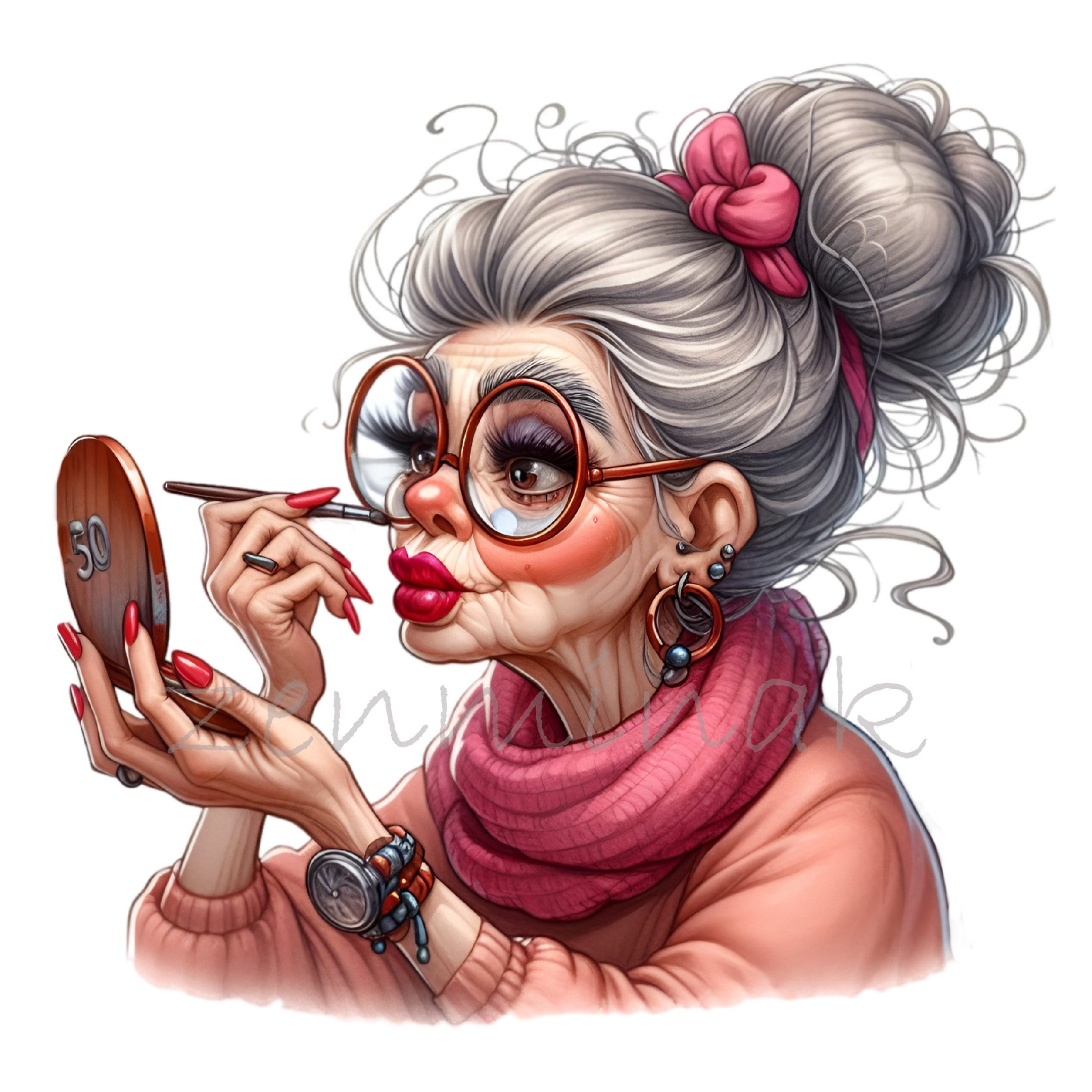 14 PNG Funny Older Lady Clipart, Makeup Artist Portrait Beauty Vanity ...
