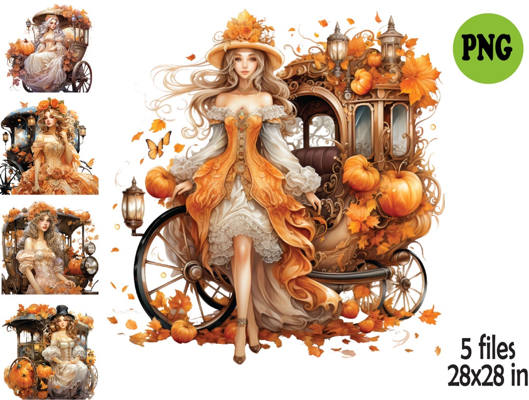 Watercolor Fall Princess Clipart Sublimation, Autumn Scene Illustration ...