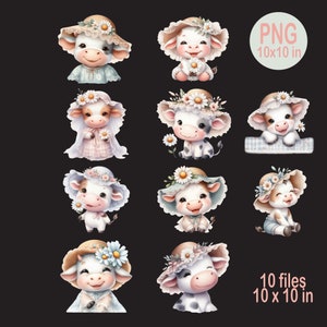 Baby Cow Clipart, Watercolor Cow PNG, Baby Shower PNG, Newborn Wall Art ...