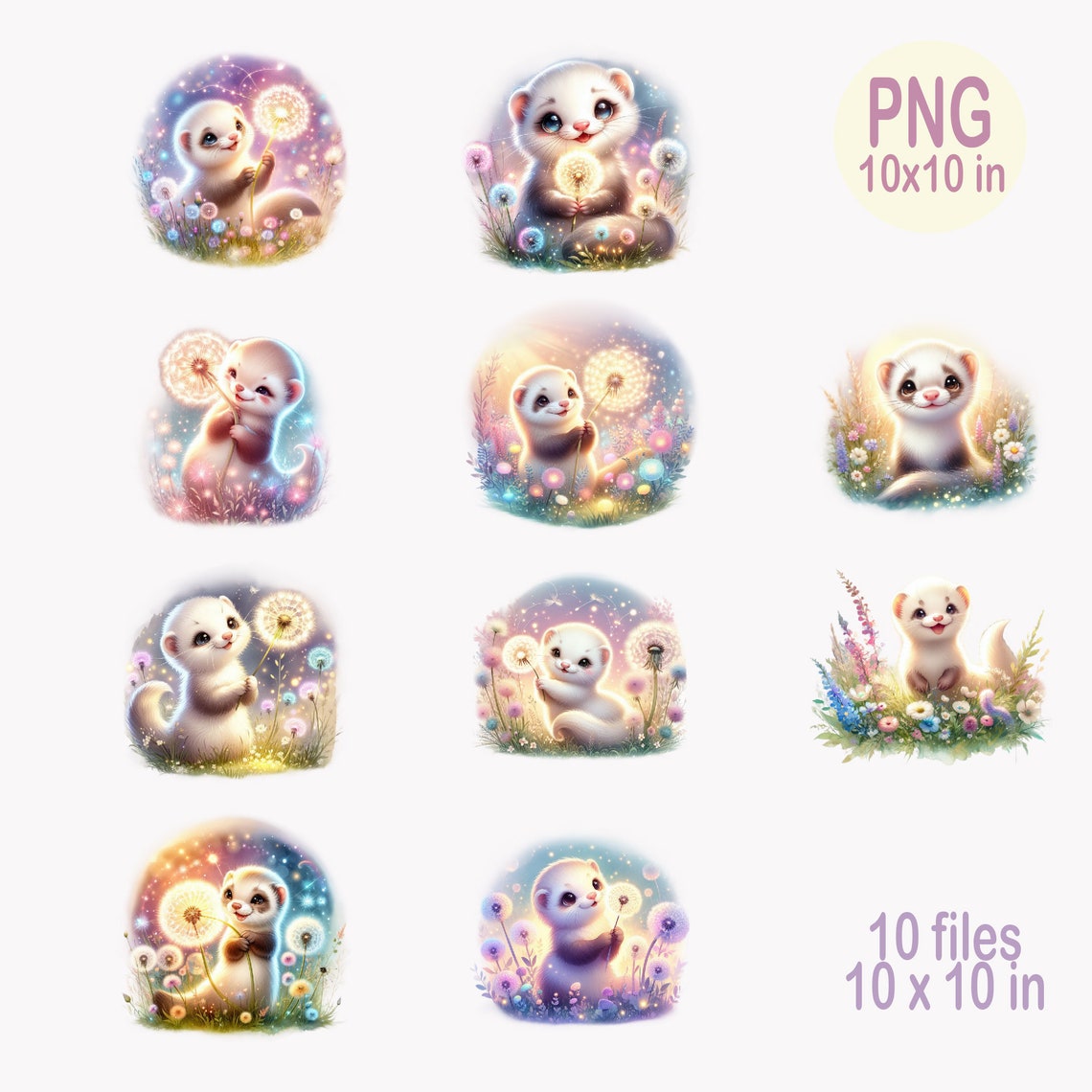 10 Magical Ferret PNG Clipart – Cute Fantasy Ferret Holding Glowing ...