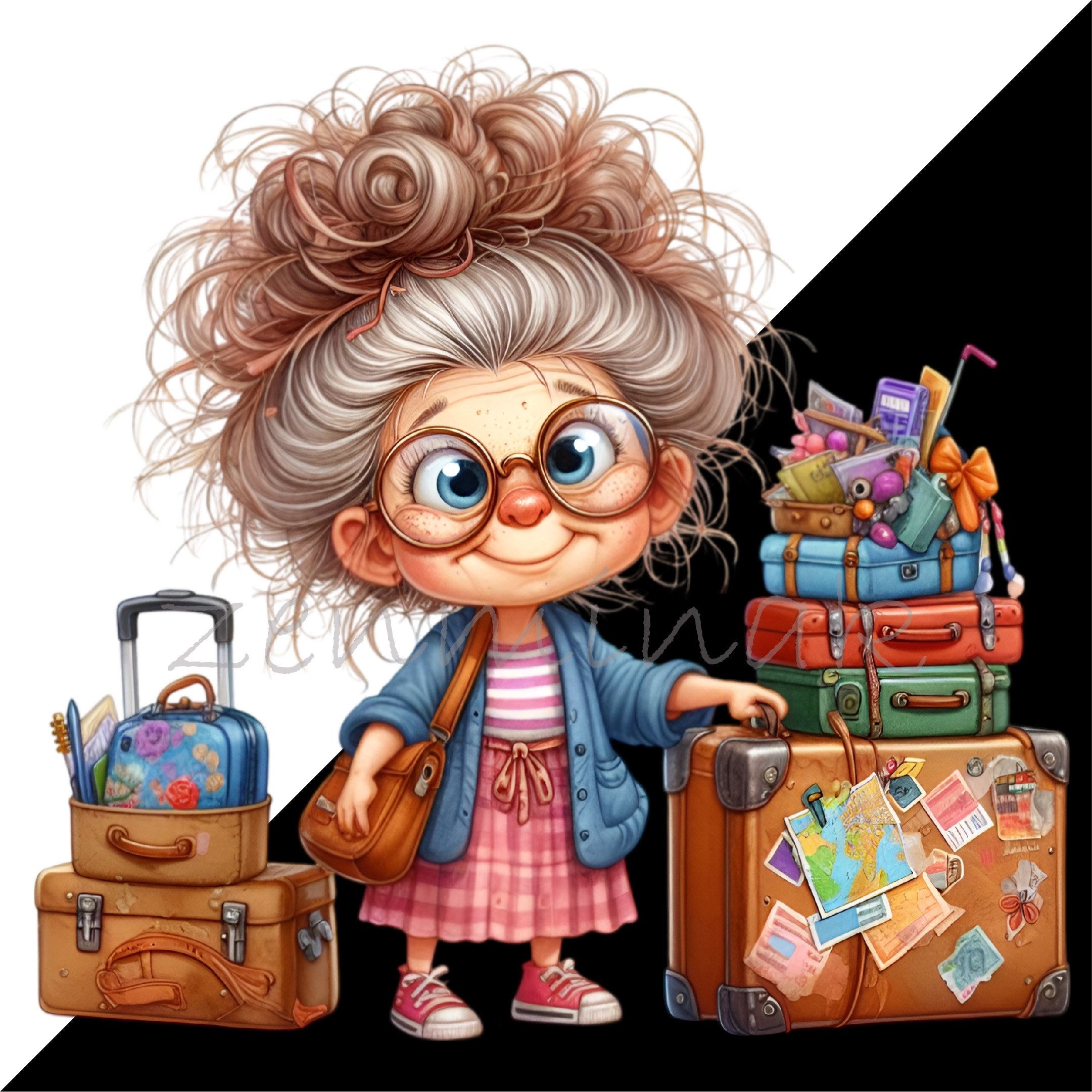12 PNG Traveling Grandma Clipart, Senior Retirement, Old Lady Travel ...