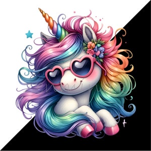 15 PNG Rainbow Unicorn Clipart – Cute Unicorn PNG With Glasses ...