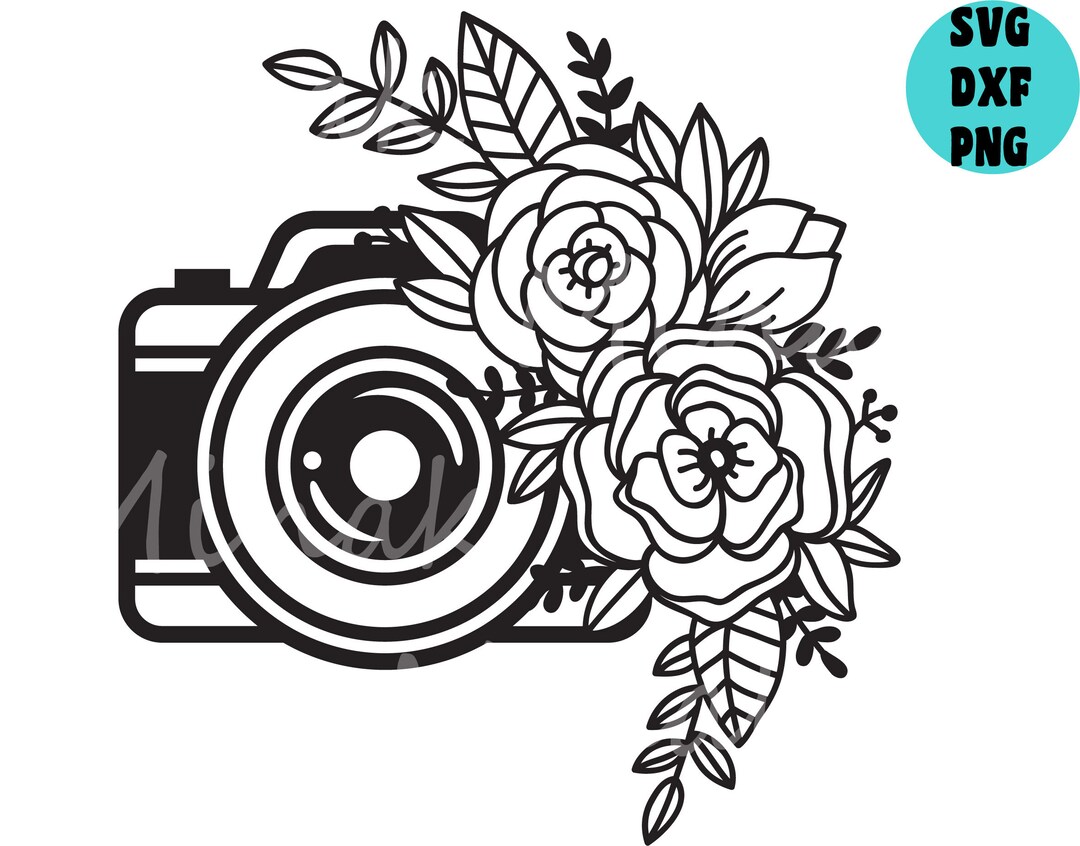 Floral Camera SVG Cut File Beautiful Flower Camera Design PNG Perfect ...