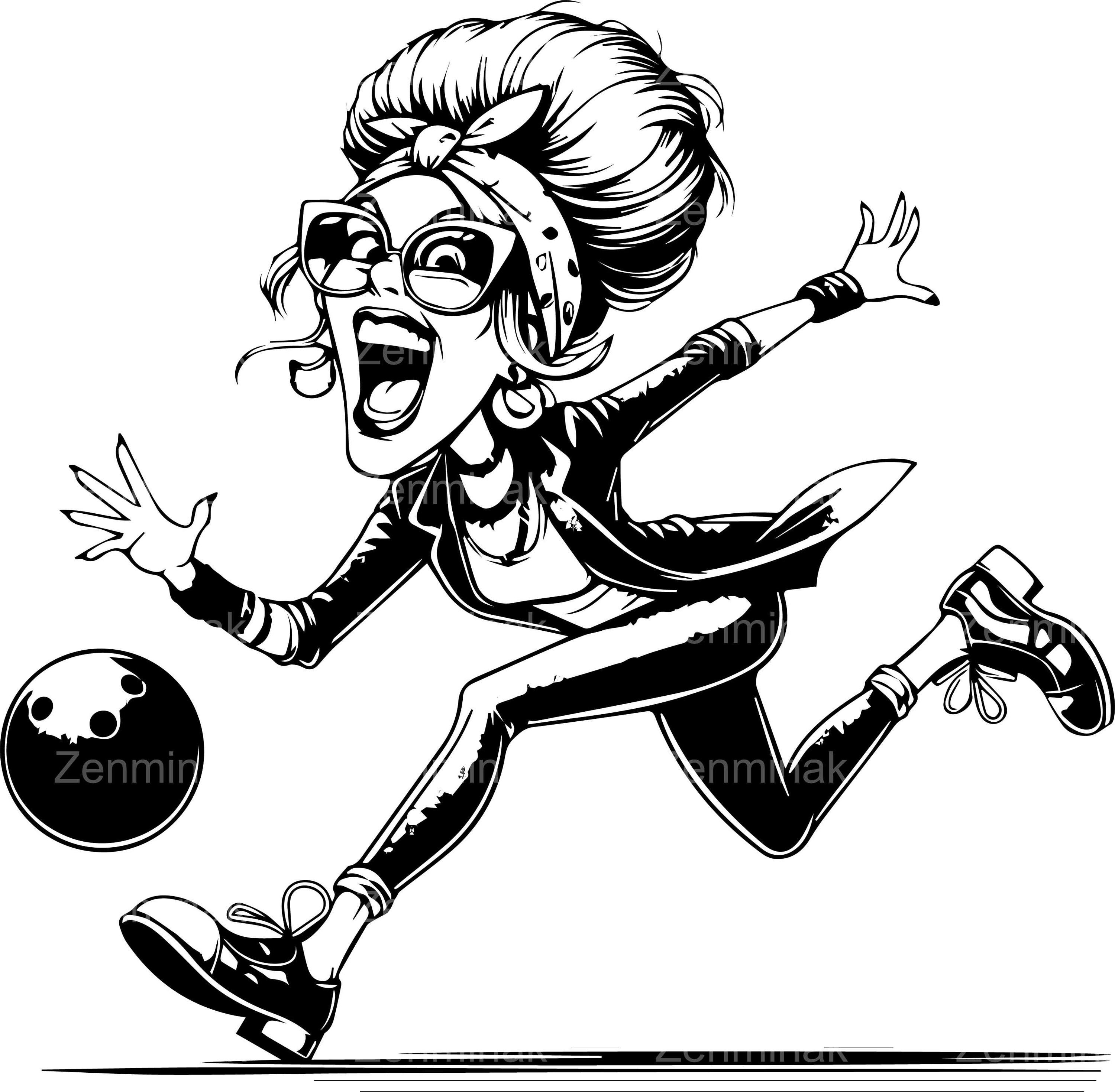 8 SVG Funny Retro Bowling Lady SVG Cut File, Cool Grandma Cartoon ...