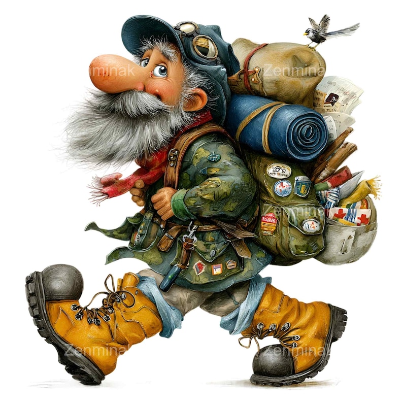 15 PNG Wanderer Clipart, Cartoon Backpacker mit Gehstock, Abenteuer ...