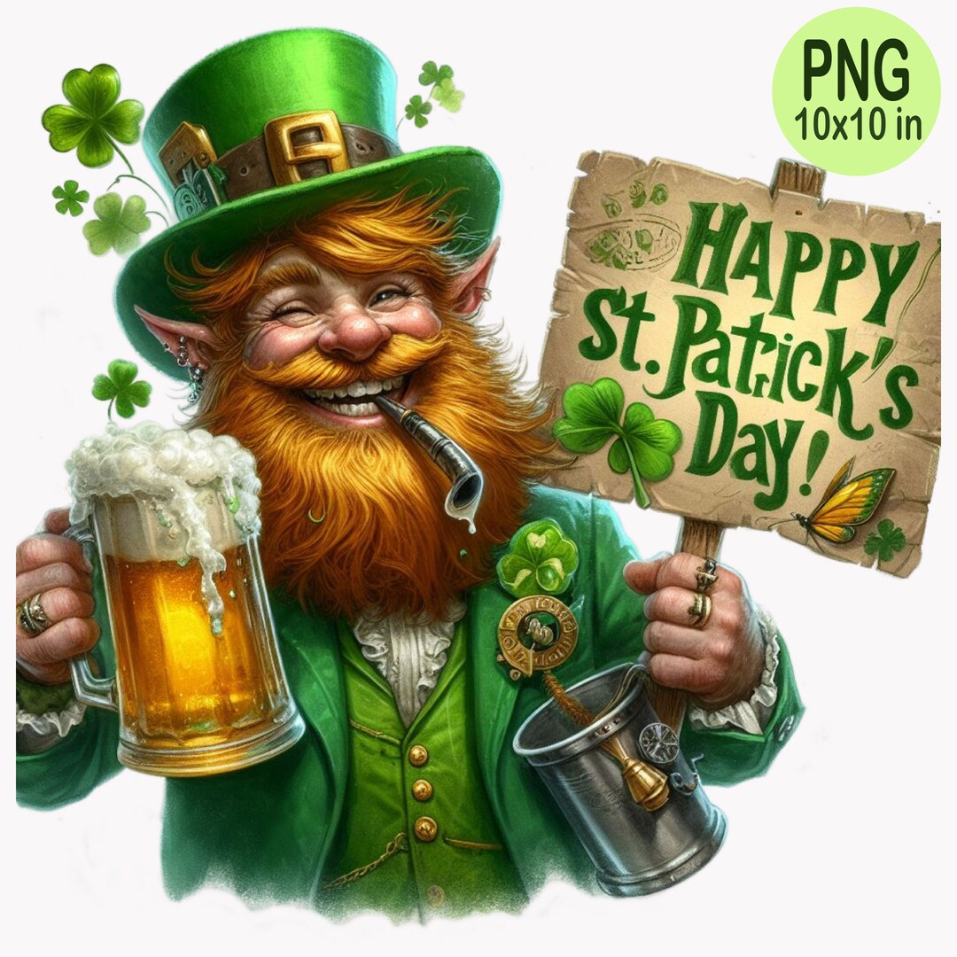 Leprechaun Clipart, St. Patricks Day Clipart Illustration, Clover ...