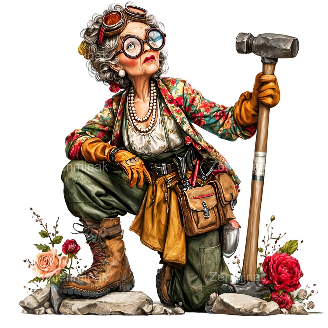 16 PNG Grandma Builder Clipart, Funny Handyman Lady Construction Humor ...
