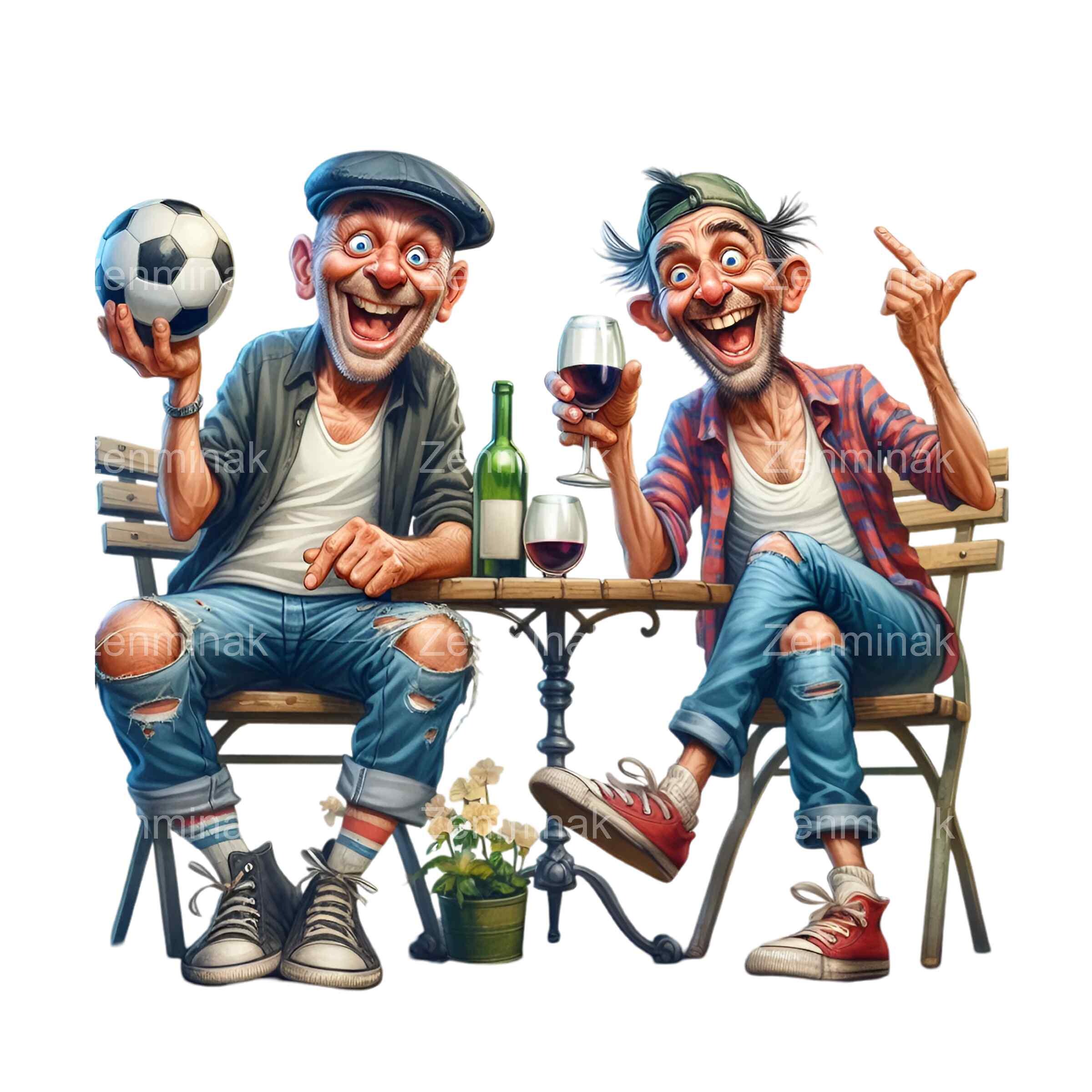 16 Funny Soccer Fans PNG Clipart, Cheerful Men Drinking Beer, Football ...