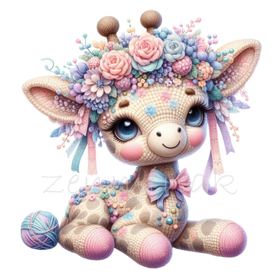 10 PNG Cute Floral Baby Giraffe Clipart PNG, Pastel Safari Animal With ...