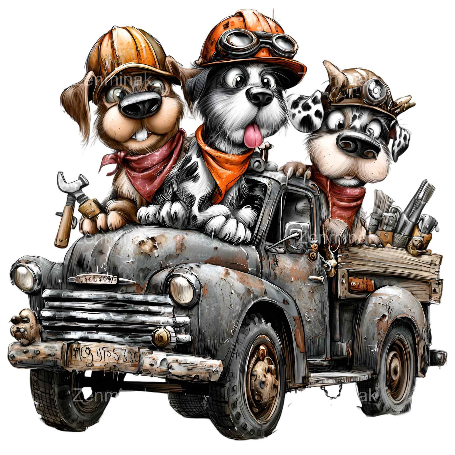 15 PNG Construction Dogs Funny Mechanic Puppy Clipart, Hard Hat Rusty ...