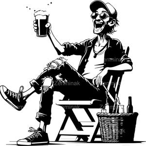 5 SVG Relaxed Drunk Man SVG, Funny Beer Drinker Cut File, Chill Party ...