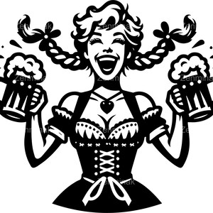 9 SVG Beer Girl SVG – Bavarian Barmaid Cut File – Traditional Dress ...