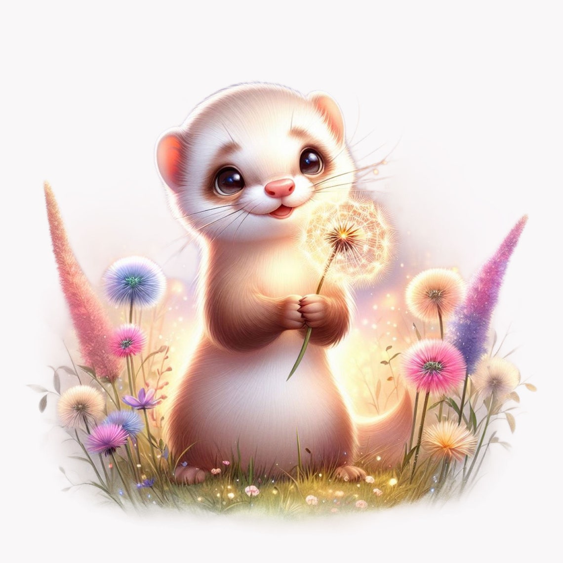 10 Magical Ferret PNG Clipart – Cute Fantasy Ferret Holding Glowing ...