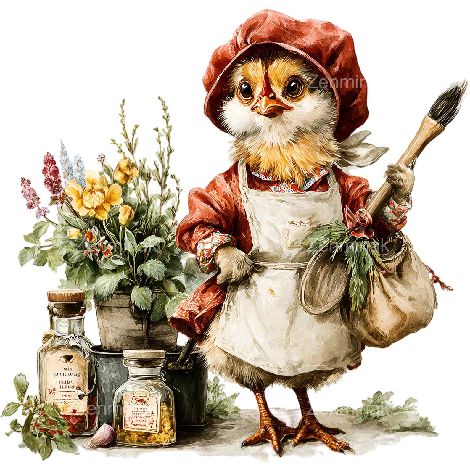15 PNG Chicken Chef Clipart, Cooking Hen Farmhouse Kitchen Graphics - Etsy