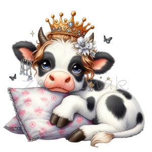 14 PNG Princess Cow Clipart – Cute Calf PNG – Baby Farm Animal With ...