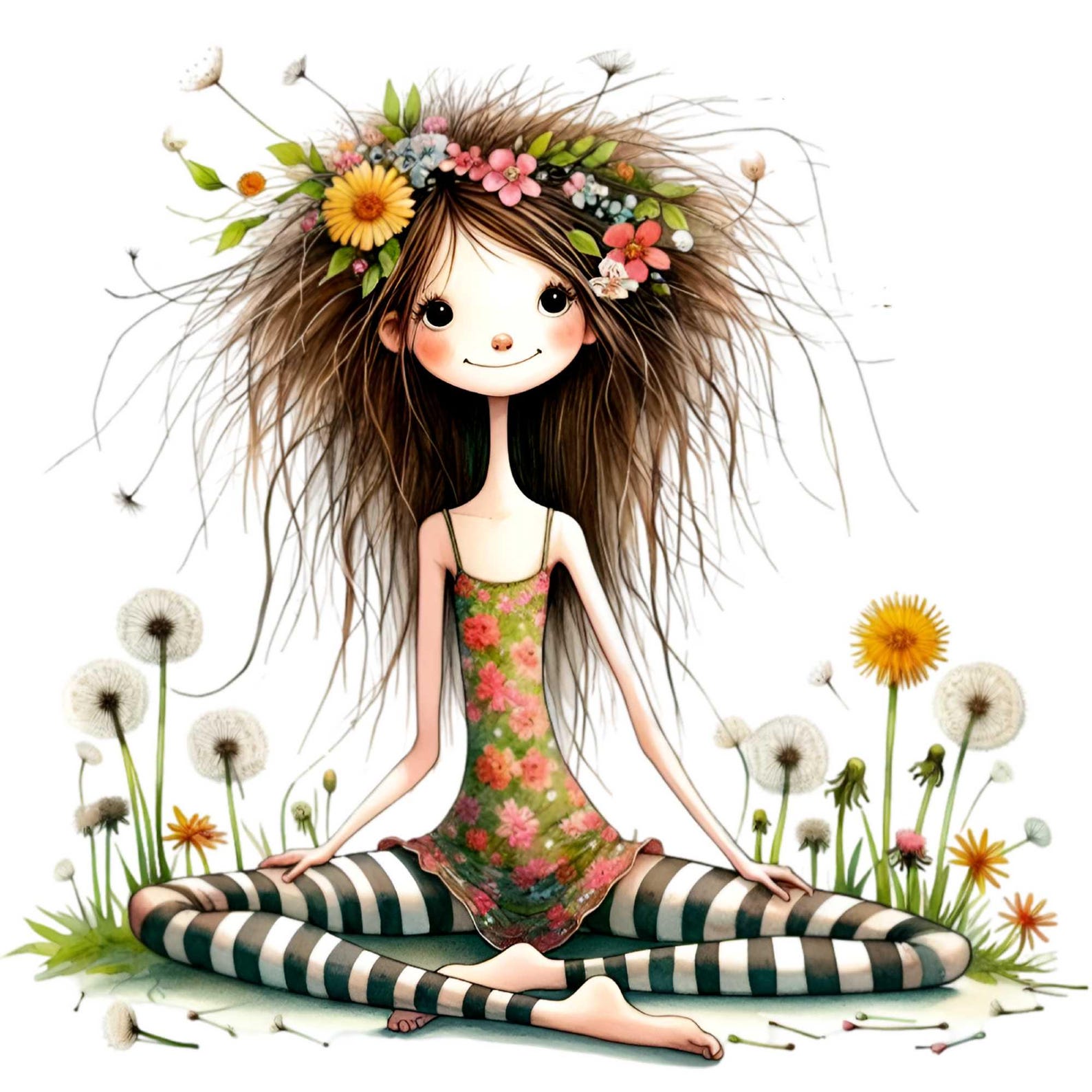 15 PNG Spring Girl Clipart – Floral Child PNG – Dandelion Meadow Art ...