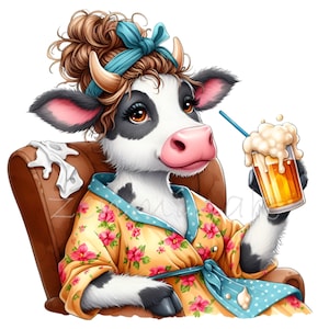Funny Cow Drinking Wine Clipart, 12 PNG Housewife Beer Cocktails Alcohol Cartoon Comics Animal ...