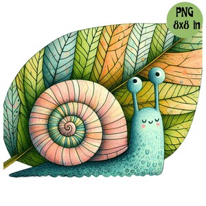 Snail Clipart, 15 PNG Watercolor Baby Snail Clip Art Illustration ...
