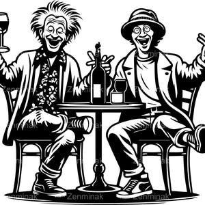 5 SVG Funny Men With Beer SVG, Two Friends Toasting at Table With Pints ...