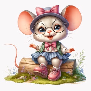 10 Cute Mouse PNG Clip Art, Whimsical Picnic Illustration, Adorable ...