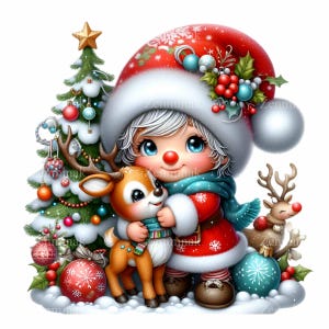 Christmas Gnome With Reindeer and Tree PNG 15 Adorable Holiday Clipart ...
