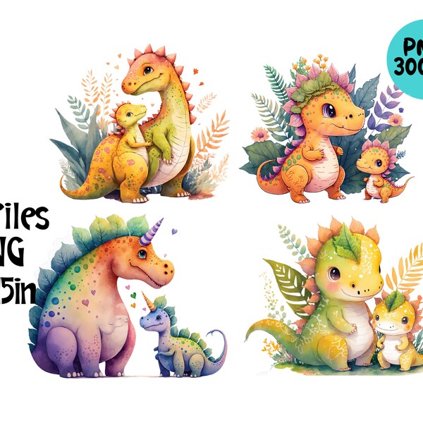 Dinosaur Watercolor Clipart - Etsy