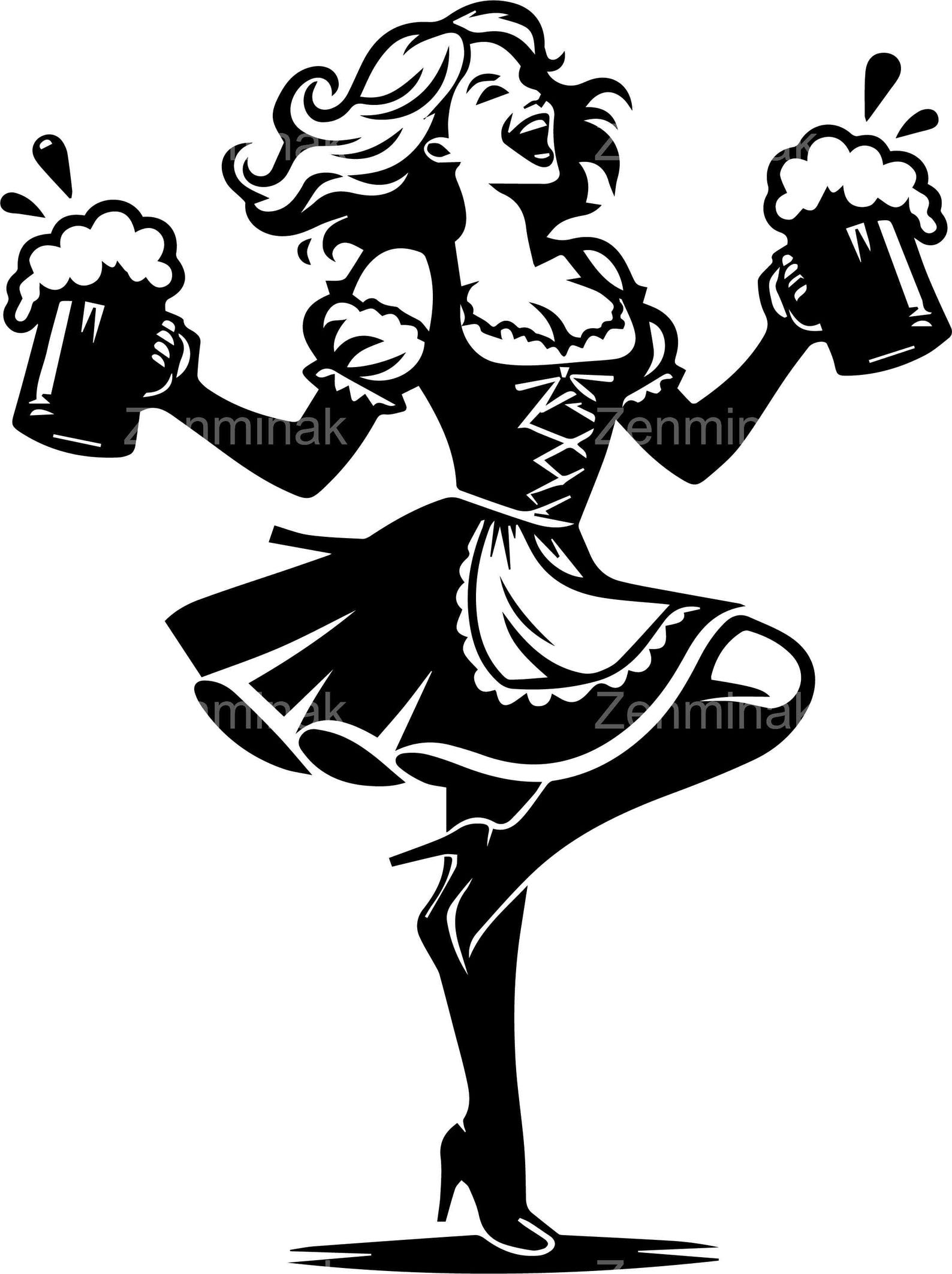 9 SVG Beer Girl SVG – Bavarian Barmaid Cut File – Traditional Dress ...