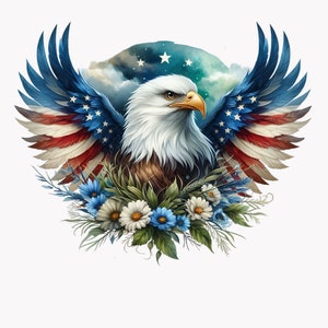 Patriotic Eagle Clipart, American Flag PNG, Veterans Day, Freedom ...