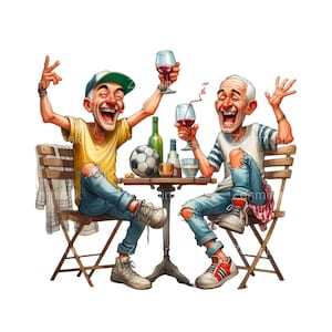 16 Funny Soccer Fans PNG Clipart, Cheerful Men Drinking Beer, Football ...