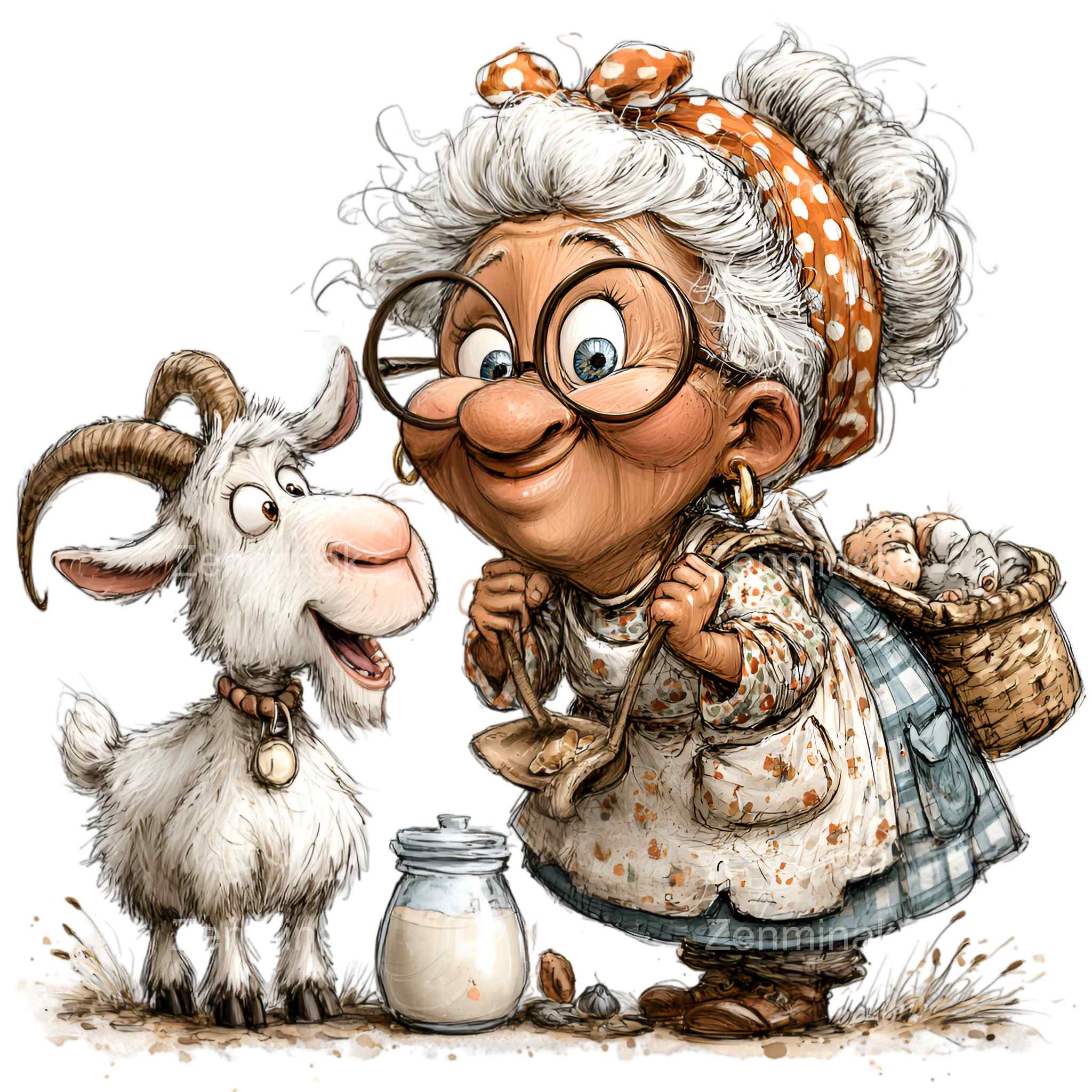 11 PNG Farm Goat Clipart – Funny Old Lady With Dairy Goat PNG for ...