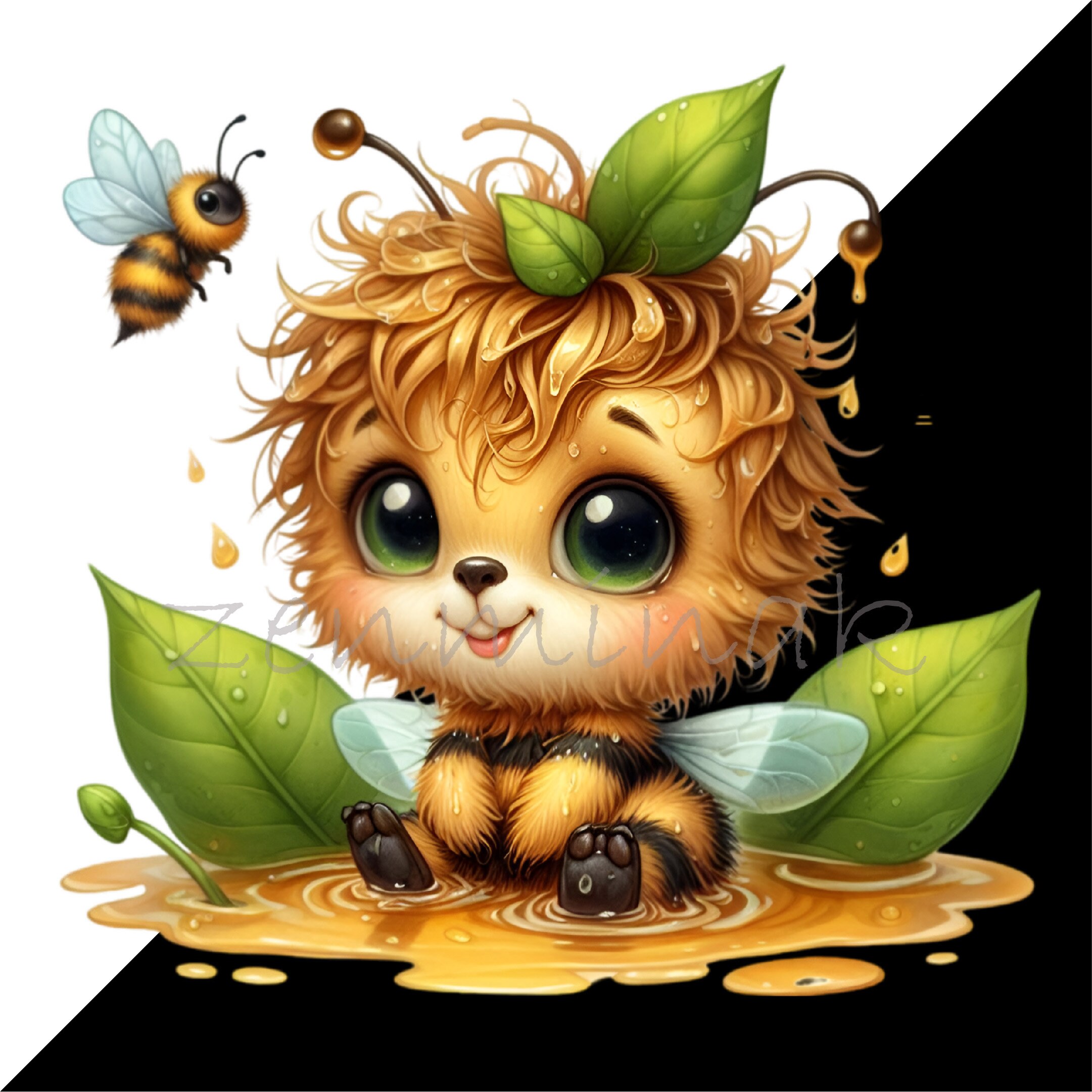 14 PNG Bumblebee Clipart, Messy Hair Bee Spring Garden Graphics - Etsy
