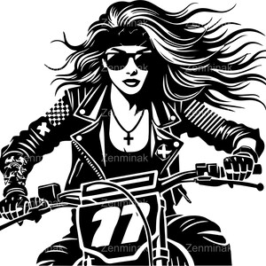 6 SVG Motorcycle Woman SVG – Biker Girl Riding Vector – Cool Rider ...
